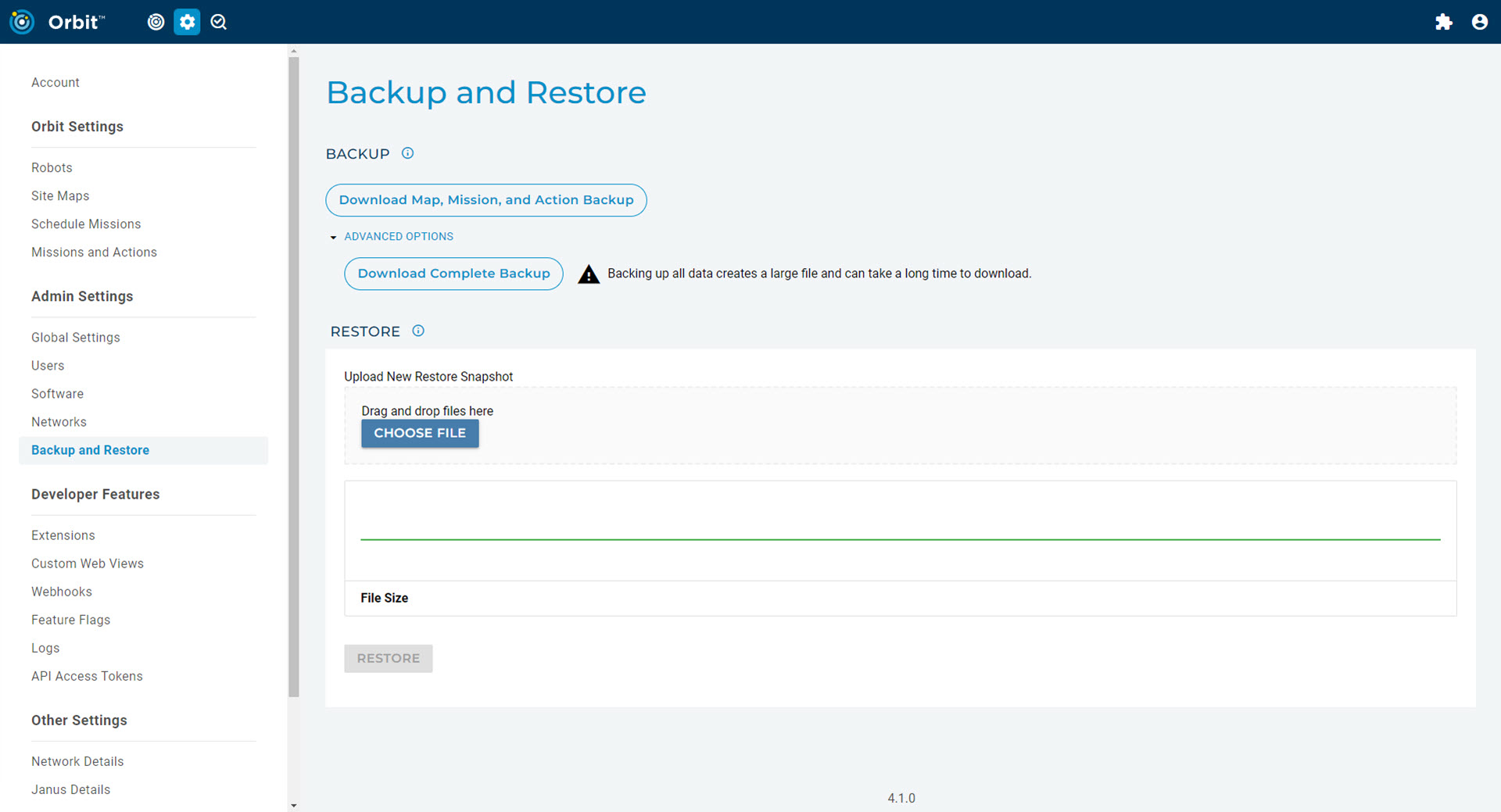 Orbit Administration and Settings