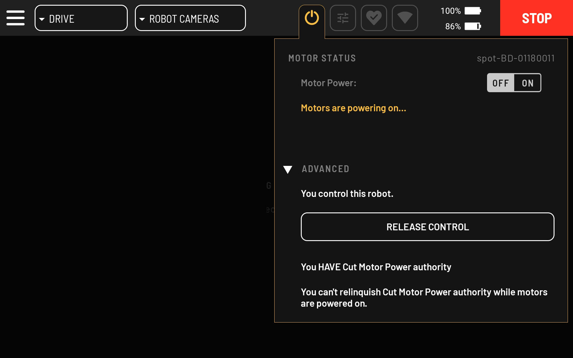Stop and Restart Spot's Motors