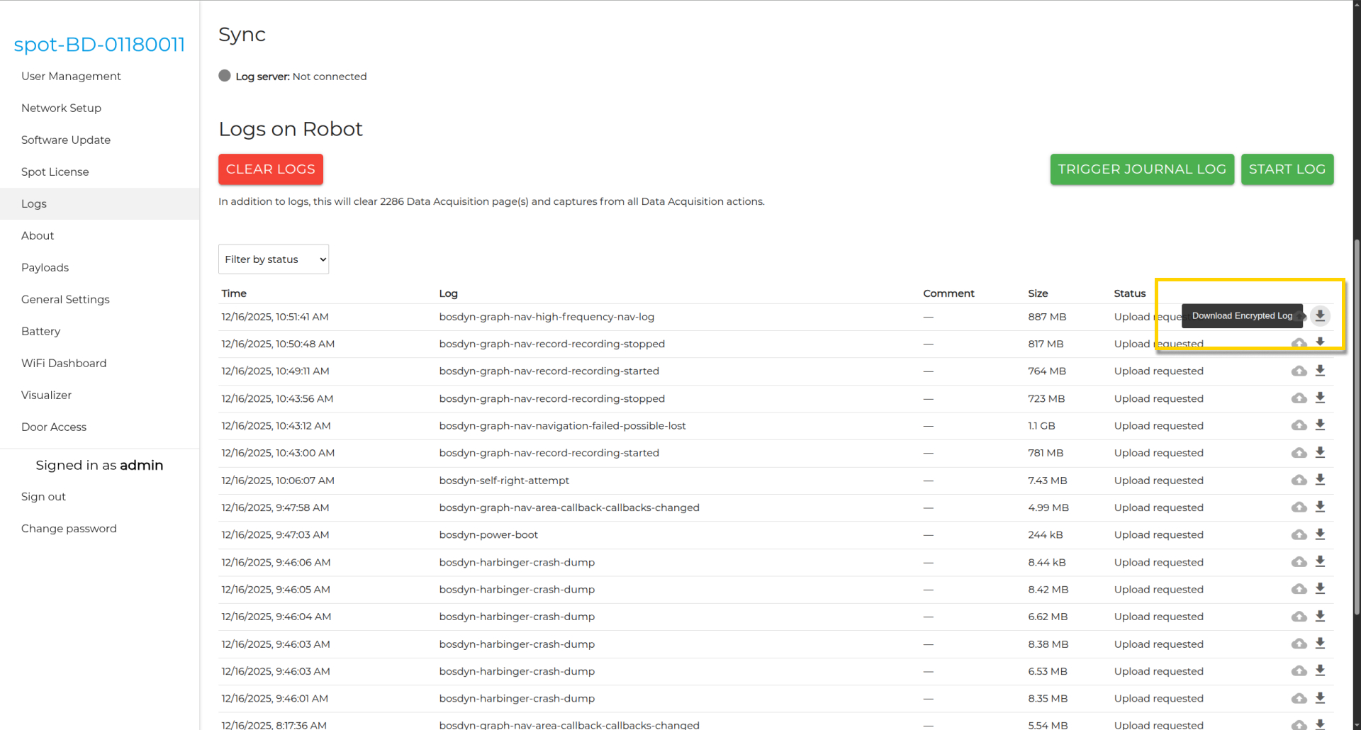 Spot Robot Logs